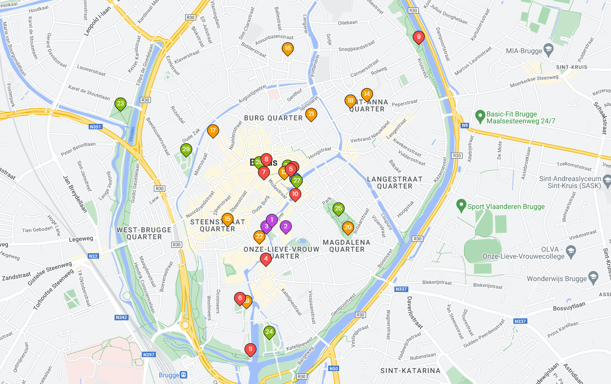 Interactive map of Bruges